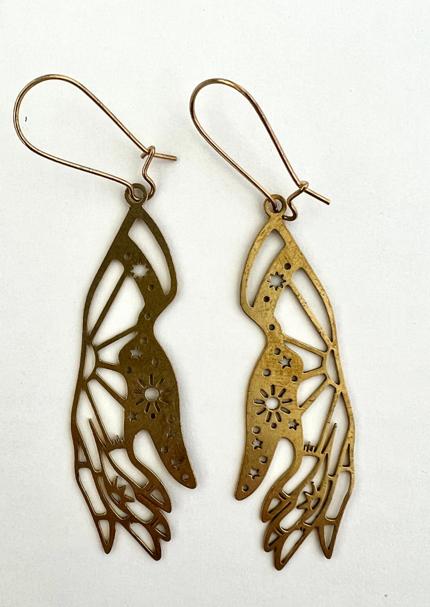 FRENCHIE & MINT | Brass Hands Drop Earrings – Frenchie + Mint